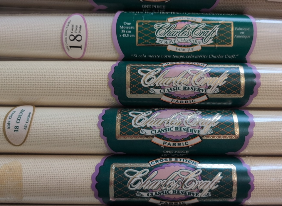 Lot of 9 Rolls Charles Craft Aida Cross Stitch Fabric 16 & 18 CT 15" x ...