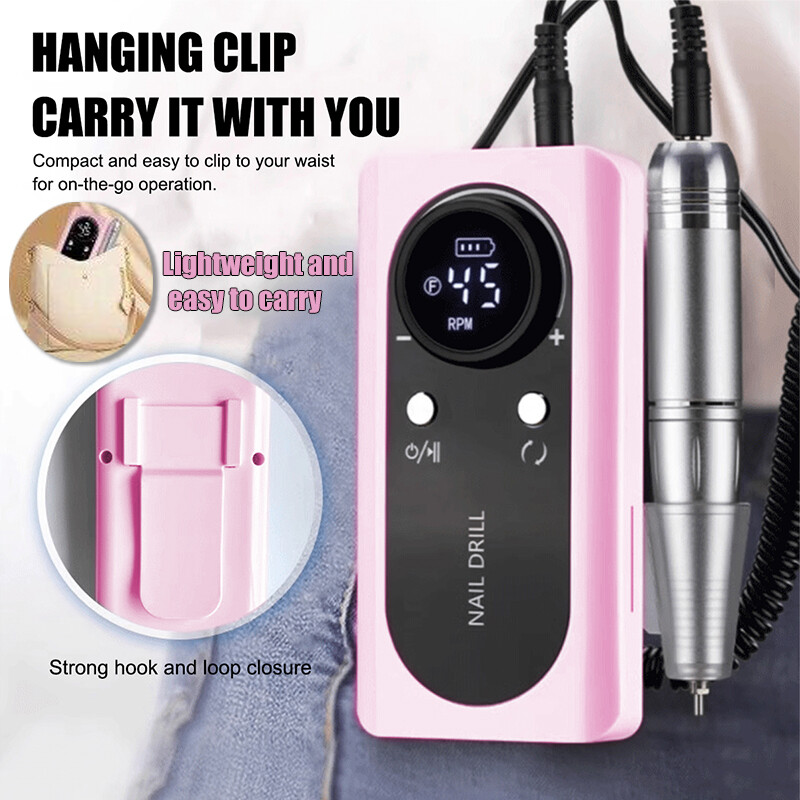 45000RPM Pro Electric Nail File Drill Machine USB Portable Manicure ...