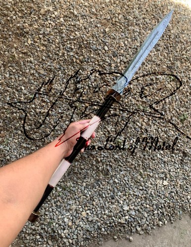 UBR CUSTOM HANDMADE DAMASCUS STEEL HUNTING SPEAR WITH LEATHER SHEATH | eBay