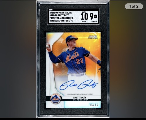 Brett Baty 2020 bowman sterling 5/75 orange refractor autograph | eBay