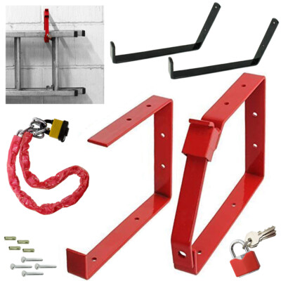 Ladder Rack Wall Brackets Lockable Heavy Duty Triple Double Padlock ...