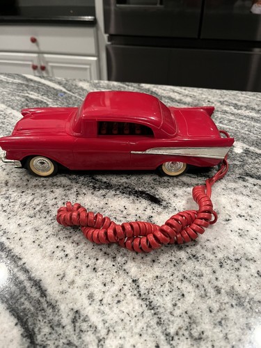 Vintage RED PHONE 1957 Chevy Car Retro Push Button 90s TeleMania | eBay