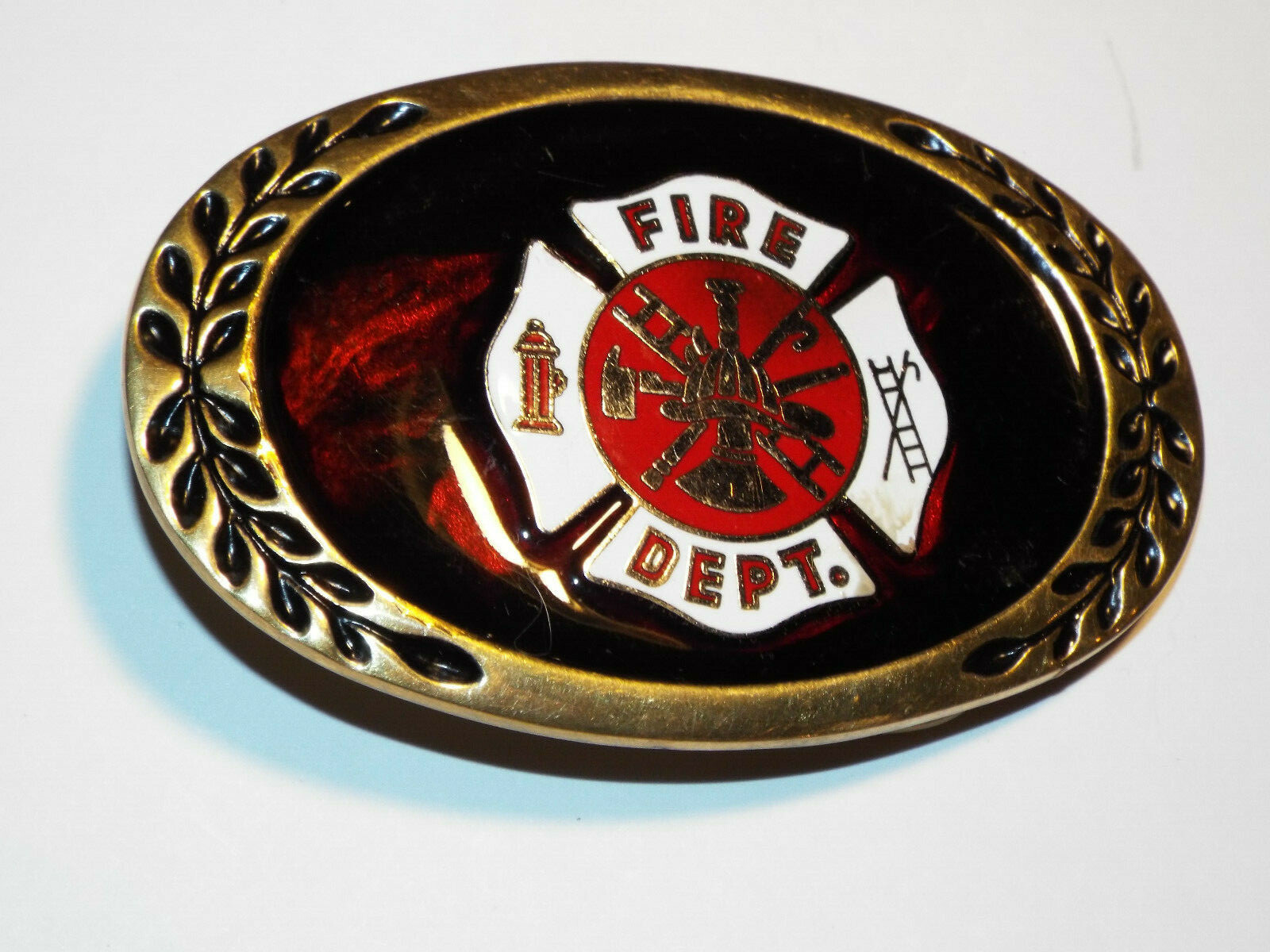 NOS BELT BUCKLE FIREFIGHTER FIRE DEPT HYDRANT HELMET … - Gem