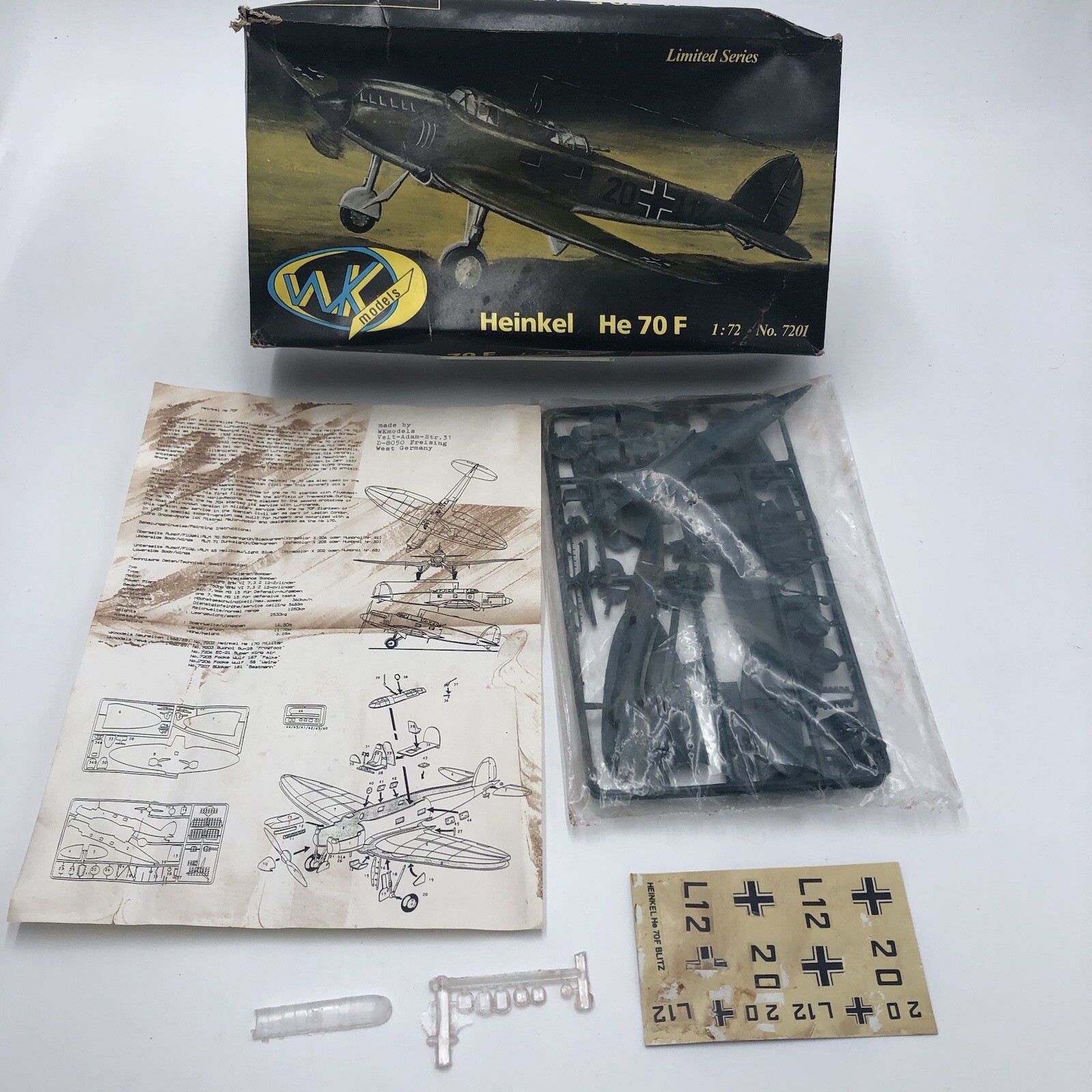 WK Models 7201 1:72 Limited Series Heinkel He 70 F Model (BOX & STICKER ...