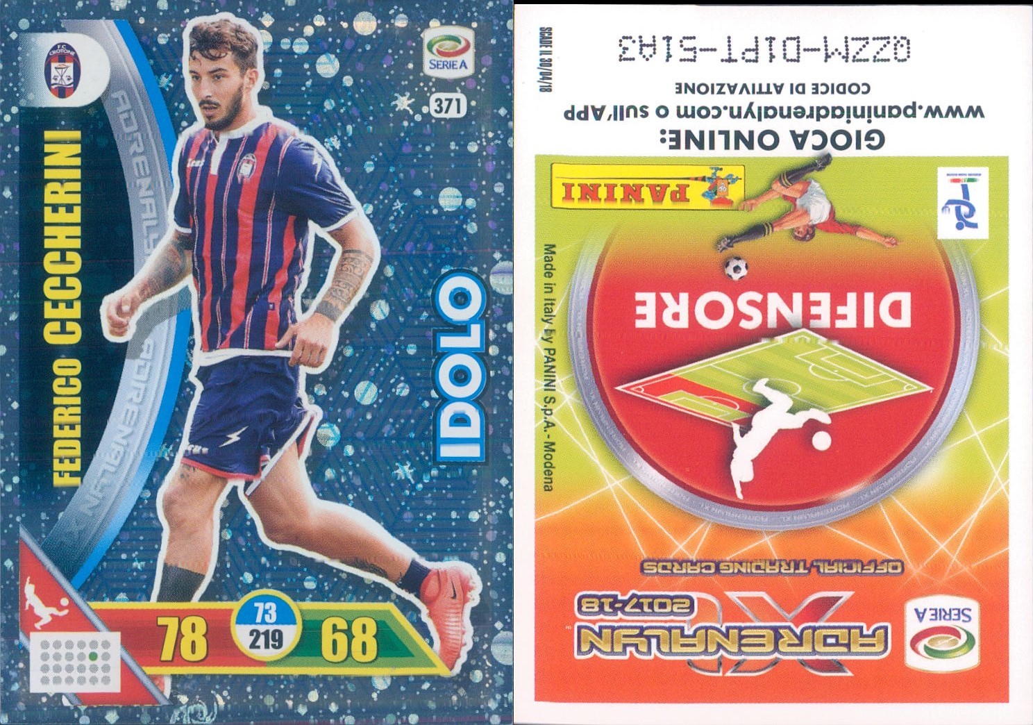 Calculators 2017-18 Card Adrenalyn Panini N.374 Bologna Ceccherini ...