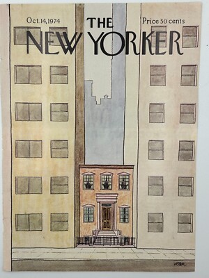 Vtg New Yorker Magazine Cover Only October 14 1974 Weber Brownstone ...