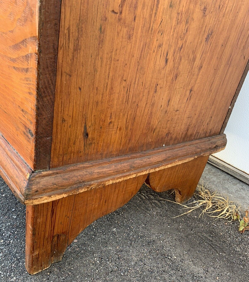 Primitive 18th Century Blanket Board Chest Forged Snipe Hinges Cut Out ...