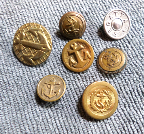 7 Vintage Antique Metal Picture Uniform Buttons ANCHORS | eBay
