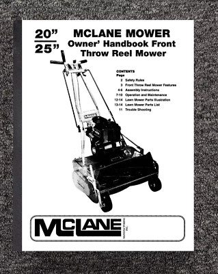 Operator & Parts List Manual Fits Mclane 20” & 25” Front-Throw Reel ...