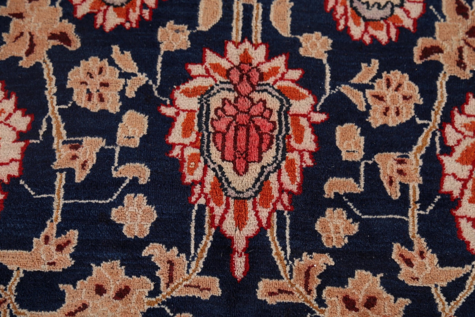 Vegetable Dye Floral Navy Blue/ Rust Mood Vintage Handmade Room Size ...