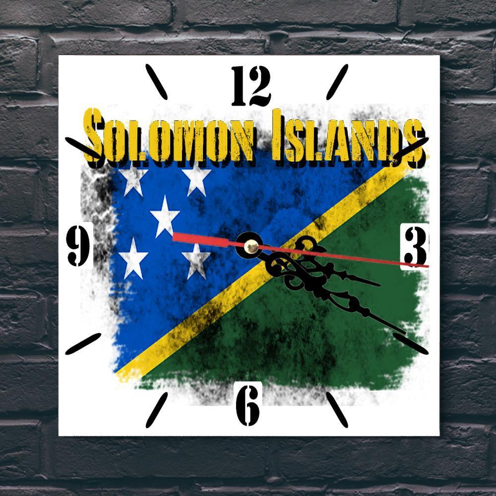 Solomon Islands Flag Wall clock patriots Wooden Tile Watch Support ...