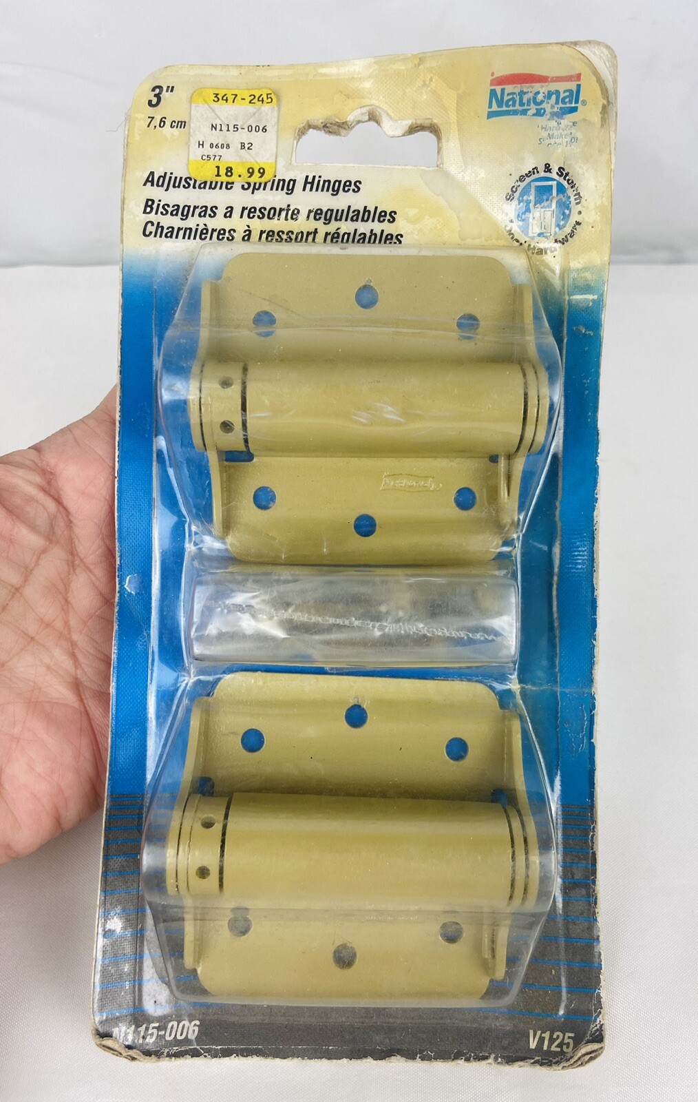 National Hardware V125 3" Adjustable Spring Hinges 2pc N115-006 Yellow ...