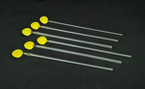 Set of 6 Vintage Hand Blown Glass Swizzle Stir Stick Straws Cocktails ...