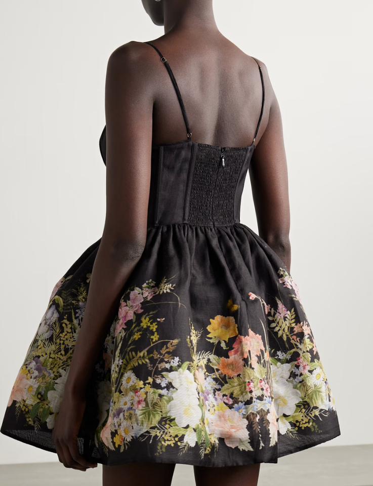 Designer Zimmermann Size 2 12 AU Natura Floral Print Linen Silk Women's ...