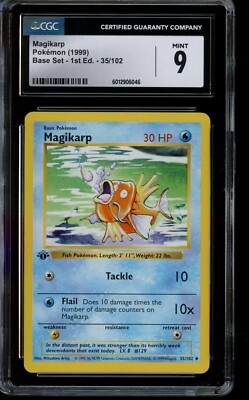 CGC 9 MINT Pokemon Magikarp Base Set 1st Edition Shadowless 35/102 | eBay