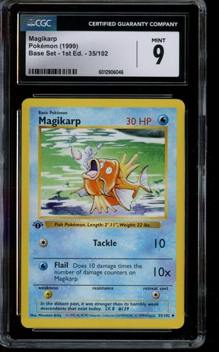 CGC 9 MINT Pokemon Magikarp Base Set 1st Edition Shadowless 35/102 | eBay