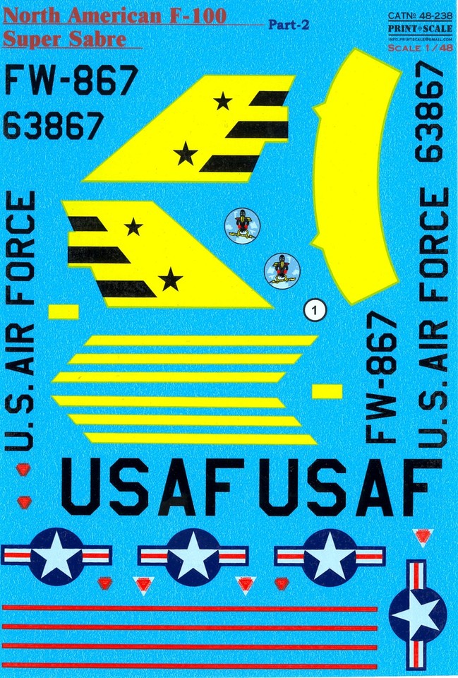 Print Scale Decals 1/48 NORTH AMERICAN F-100 SUPER SABRE Jet Fighter ...