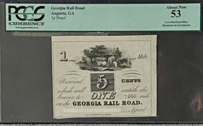 ATHENS/AUGUSTA GA RR PROOF NOTE 1ST PROOF I'VE EVER SEEN A GA OBSOLETE ...