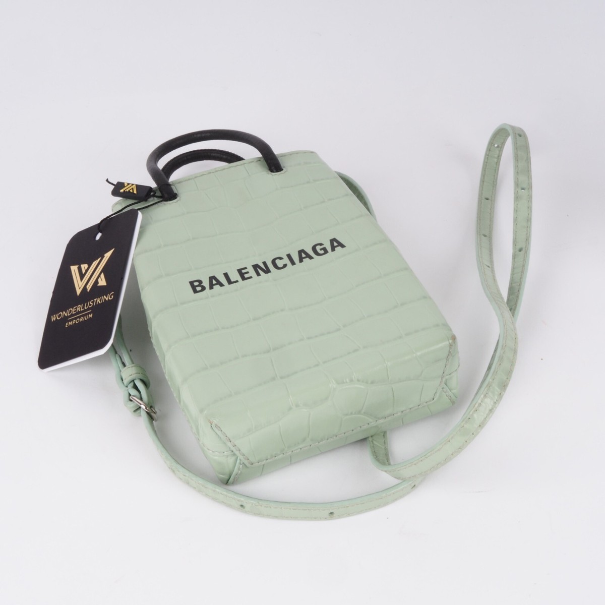 BALENCIAGA 593826 mini shopping bag crossbody croc embossed BALENCIAGA 593826 mini shopping bag crossbody croc embossed