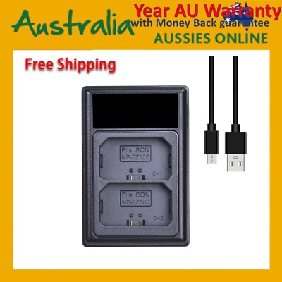 NP-FZ100 Battery Charger USB Dual Slots for Sony A6600 A9II A7III A7RIV ...