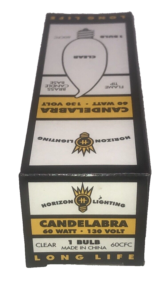 60 WATT FLAME BULB, CANDELABRA BASE, CLEAR. LONG LIFE, CASE OF 25 | eBay