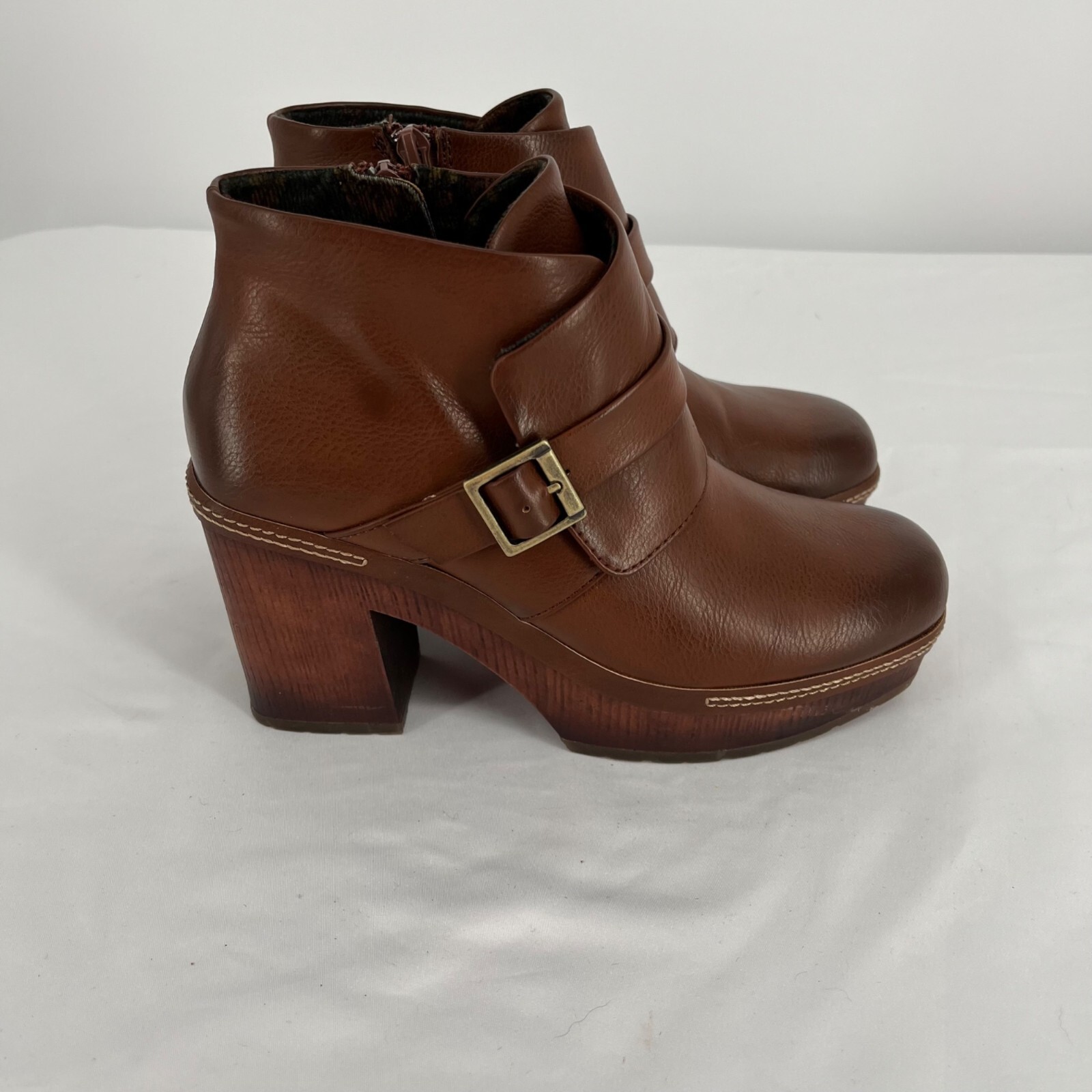 Korks Women's Stacey Chestnut Brown Leather Ankle Boo… - Gem