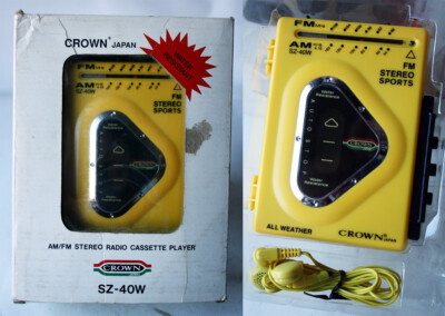 VINTAGE 80'S CROWN WALKMAN AM/FM STEREO RADIO CASSETTE PLAYER SZ 40W ...