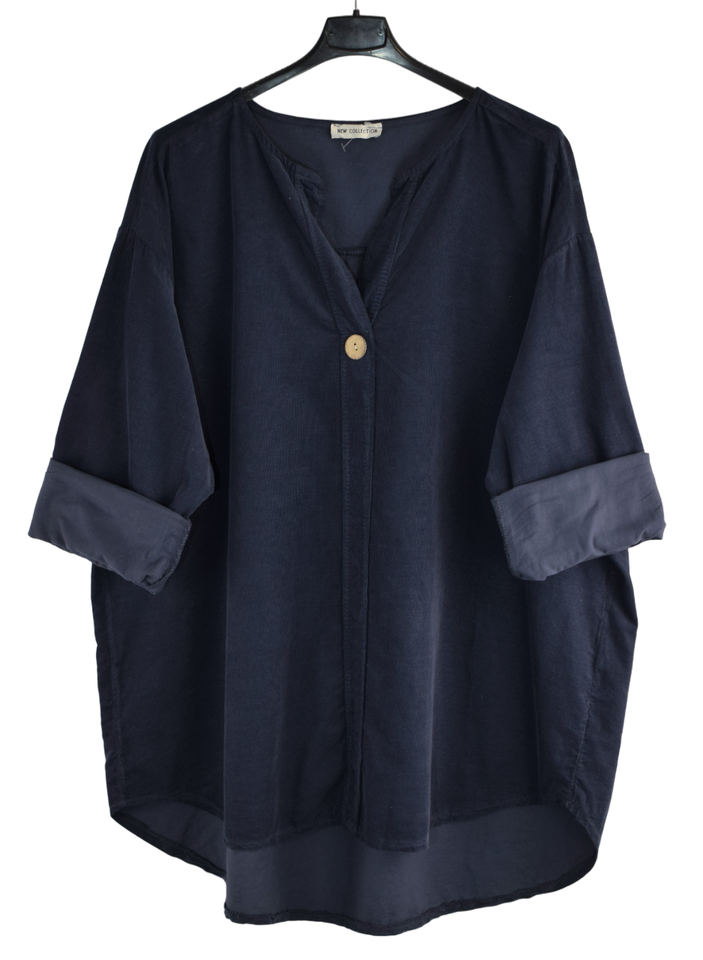 Italian Lagenlook Cord Tunic Top with Button Detail Autumn / Winter ...