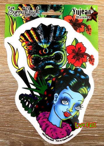 ZOMBIE TIKI GIRL DECAL STICKER sunny buick psychobilly surfer tattoo ...