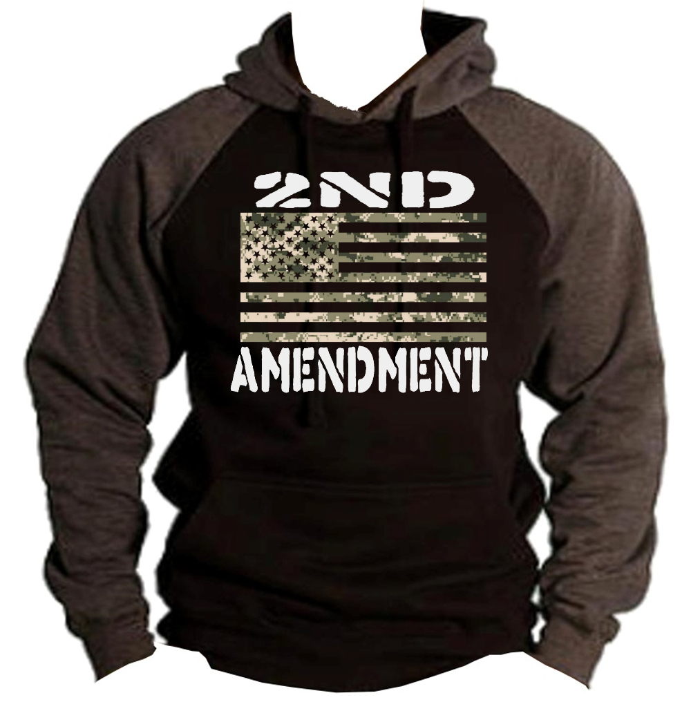 Men's 2ND AMENDMENT Camo US Flag Black/Charcoal Hoodie USA Army Beast ...
