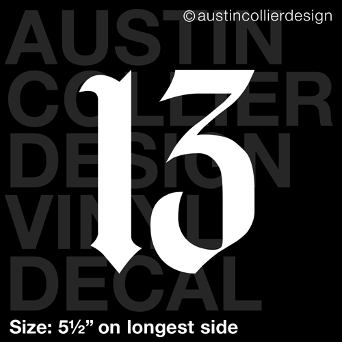 5.5" NUMBER 13 vinyl decal car window laptop sticker - lucky charm ...