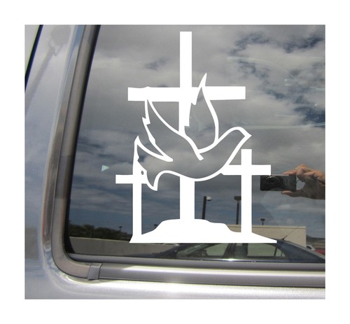 Three Crosses on Calvary Dove - Holy Spirit Christian Vinyl Decal ...