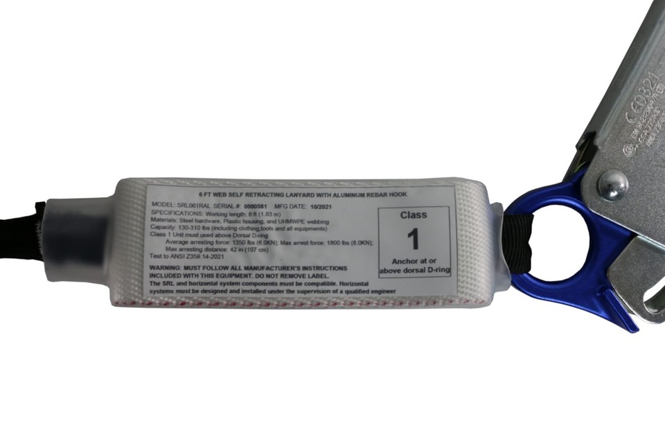 Demon 6 Foot Double Web Leg Self Retracting Lifeline Safety Yoyo, Shock ...