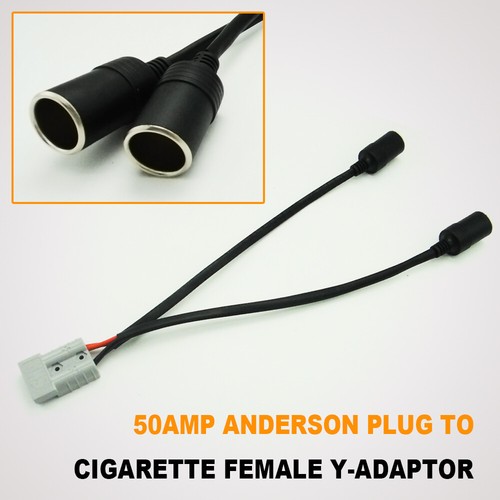 50A AMP ANDERSON PLUG TO FEMALE CIGARETTE SOCKET 30CM WIRING Y ADAPTOR ...