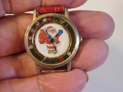 Old wristwatch, Santa claus with bag of toys,,rhinestones | eBay