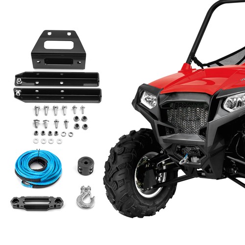WEISEN Winch Mount+3/16" x50' Winch Rope Set+Fairlead For Polaris RZR ...