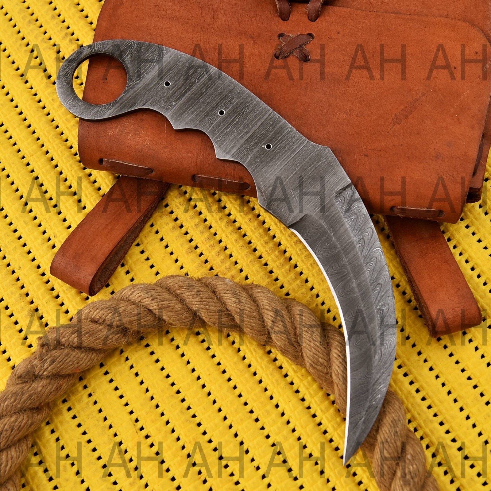 FULL TANG HAND FORGED DAMASCUS STEEL KARAMBIT KNIFE BLANK BLADE AH 2431 ...