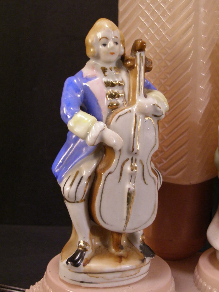 30s Art Deco Pink Depression Glass Figurine Statue Boudoir Lamp Music ...