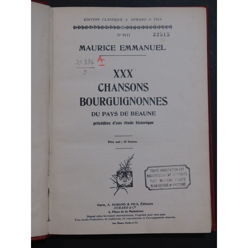 Emmanuel Maurice Songs Burgundy Singer Piano 1917 | eBay