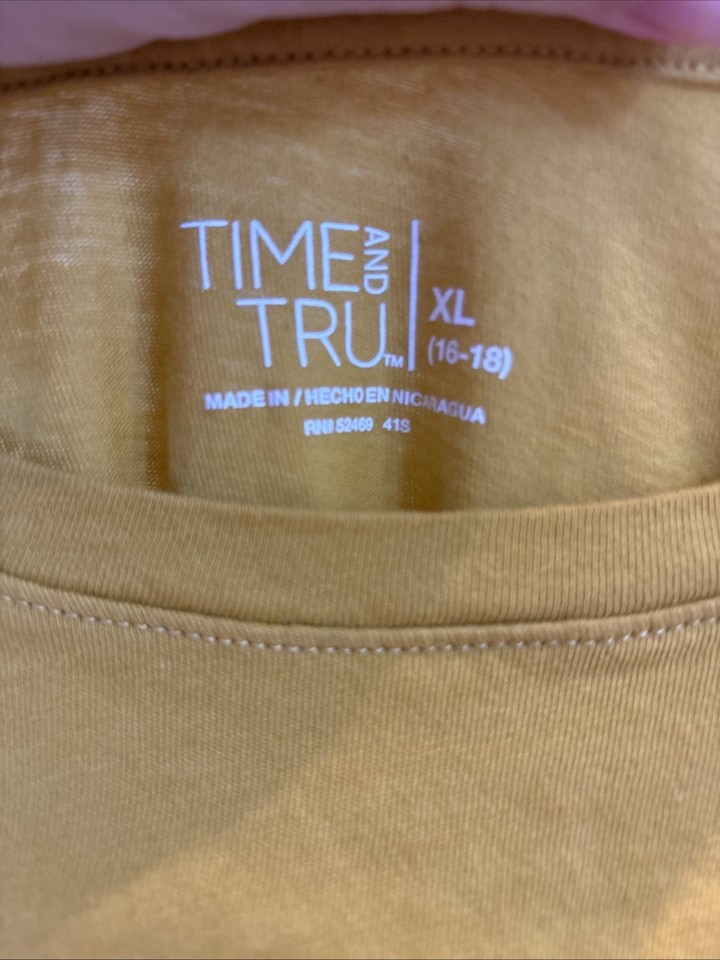Time And True Women’s Size Extra Large Long Sleeve Mustard Yellow Basic T-Shirt | eBay