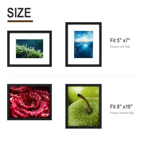 8x10 Picture Frame Set of 8, 5x7 with Mat or 8x10 Without 8x10-8 Packs ...