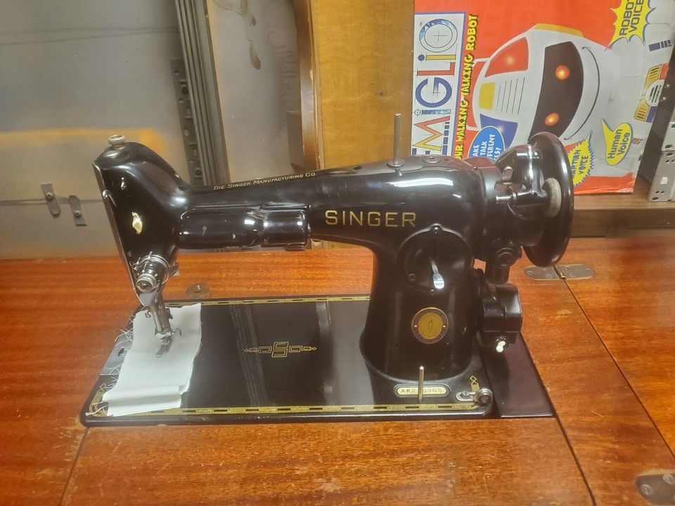 Singer 201-2 Sewing Machine ORIGINAL Mahogany Art Deco Cabinet | eBay