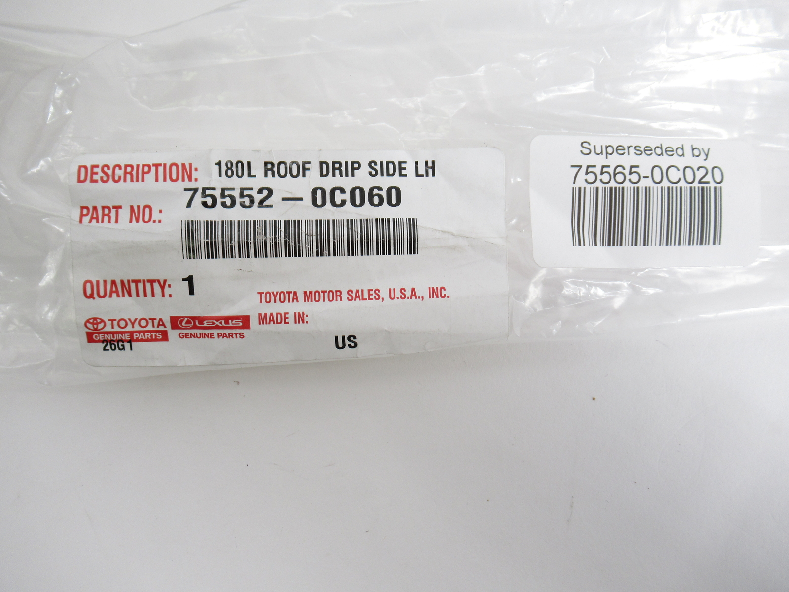 Genuine OEM Toyota 75565-0C020 Driver LH Roof Drip Molding 07-21 Tundra ...