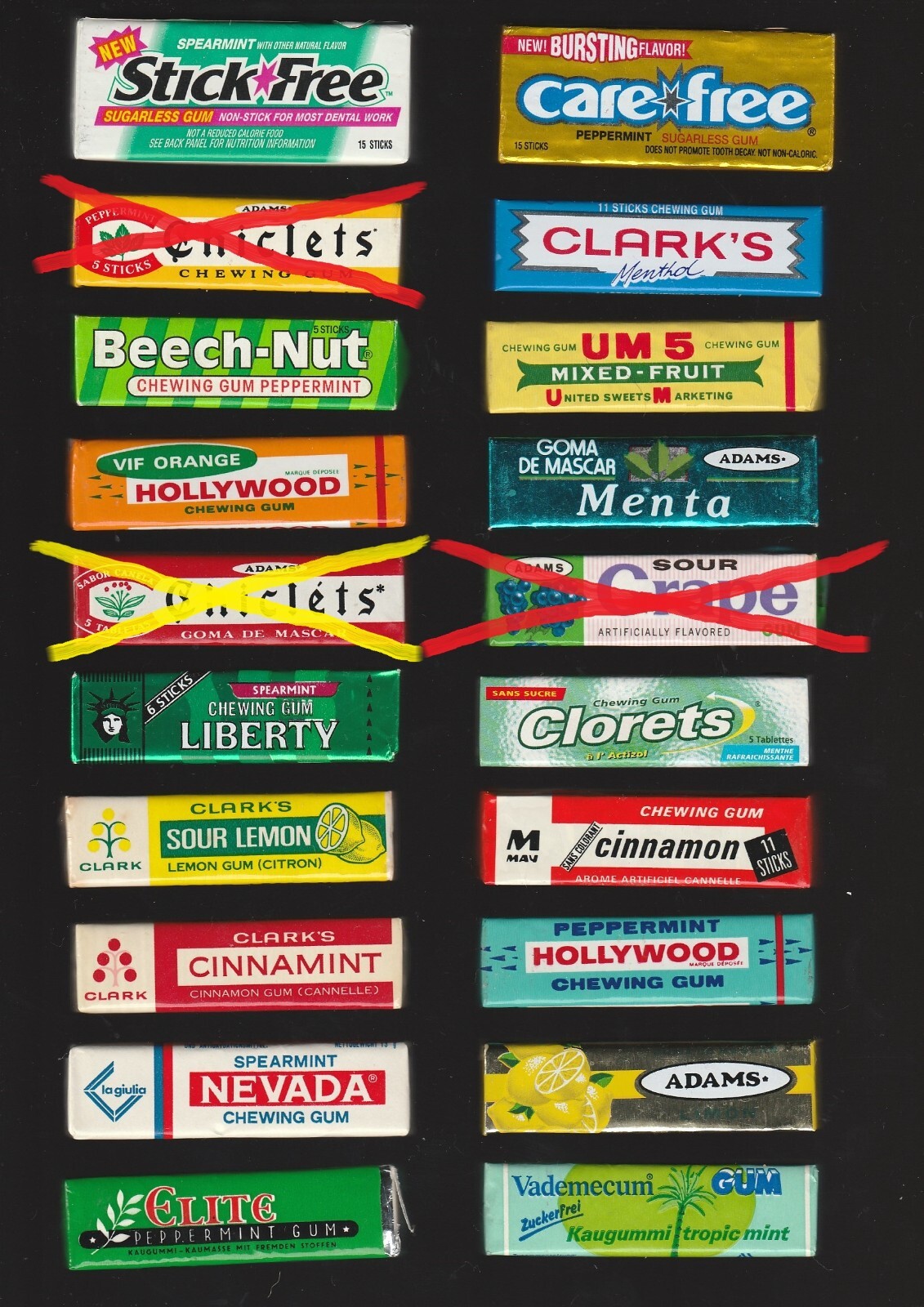 Advertising chewing GUM PACK --- ADAMS CHICLETS CLARK MONDELEZ "1 PIECE ...