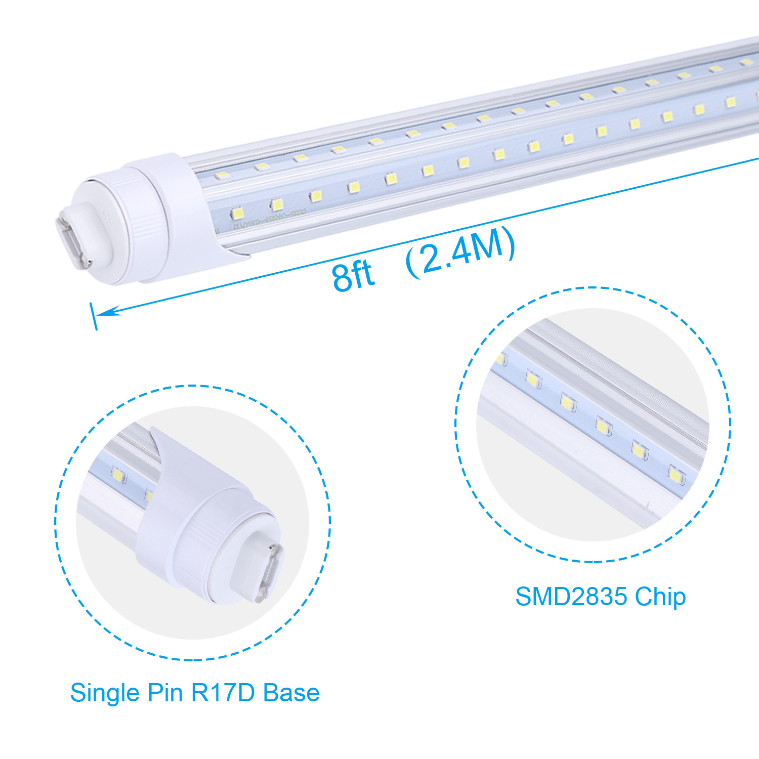 8FT Led Tube Light HO T8 Rotatable 90W 65W 45W 8 Foot Led Shop Light ...