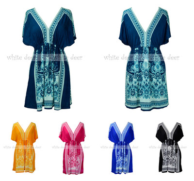 Women's Plus Size Western V-Neck Floral Paisleyl Print Tunic Loose Top ...