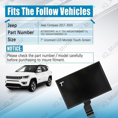 7" LCD Display Touch Screen For 2017-20 Jeep Compass Radio Navigation ...