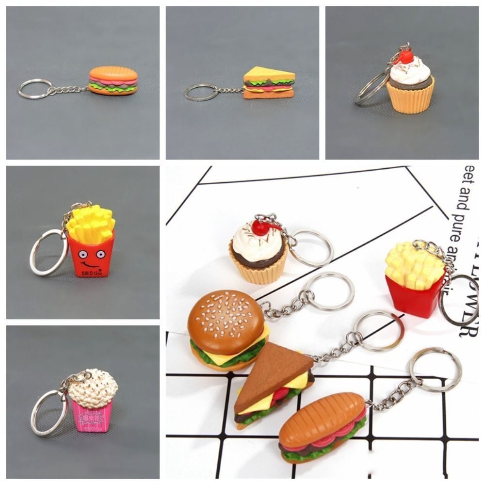 Sandwich Hamburger Keyring Simulated Food Key Chain Bag Accessories | eBay