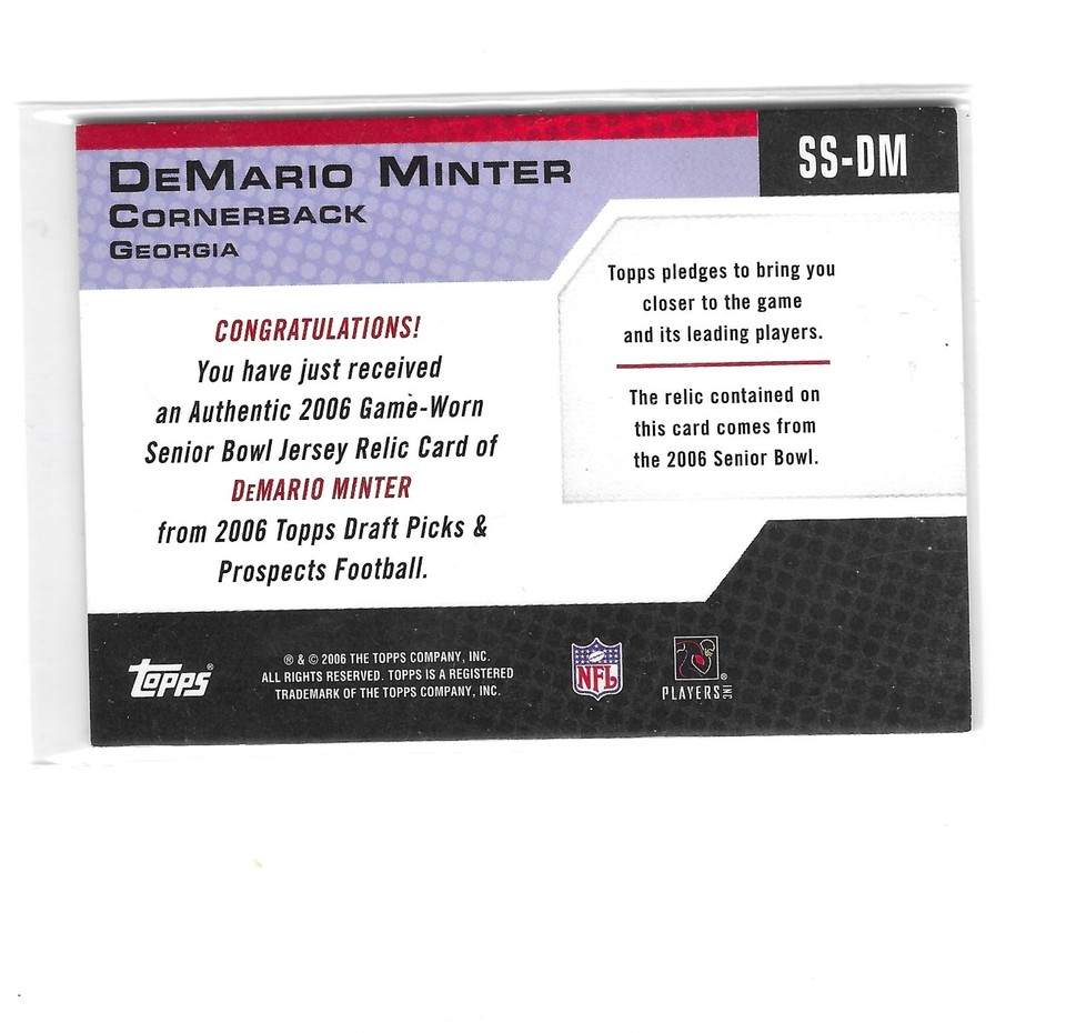 2006 Topps DPP Standout Game Worn Jersey (RC) #SSDM DeMario Minter | eBay