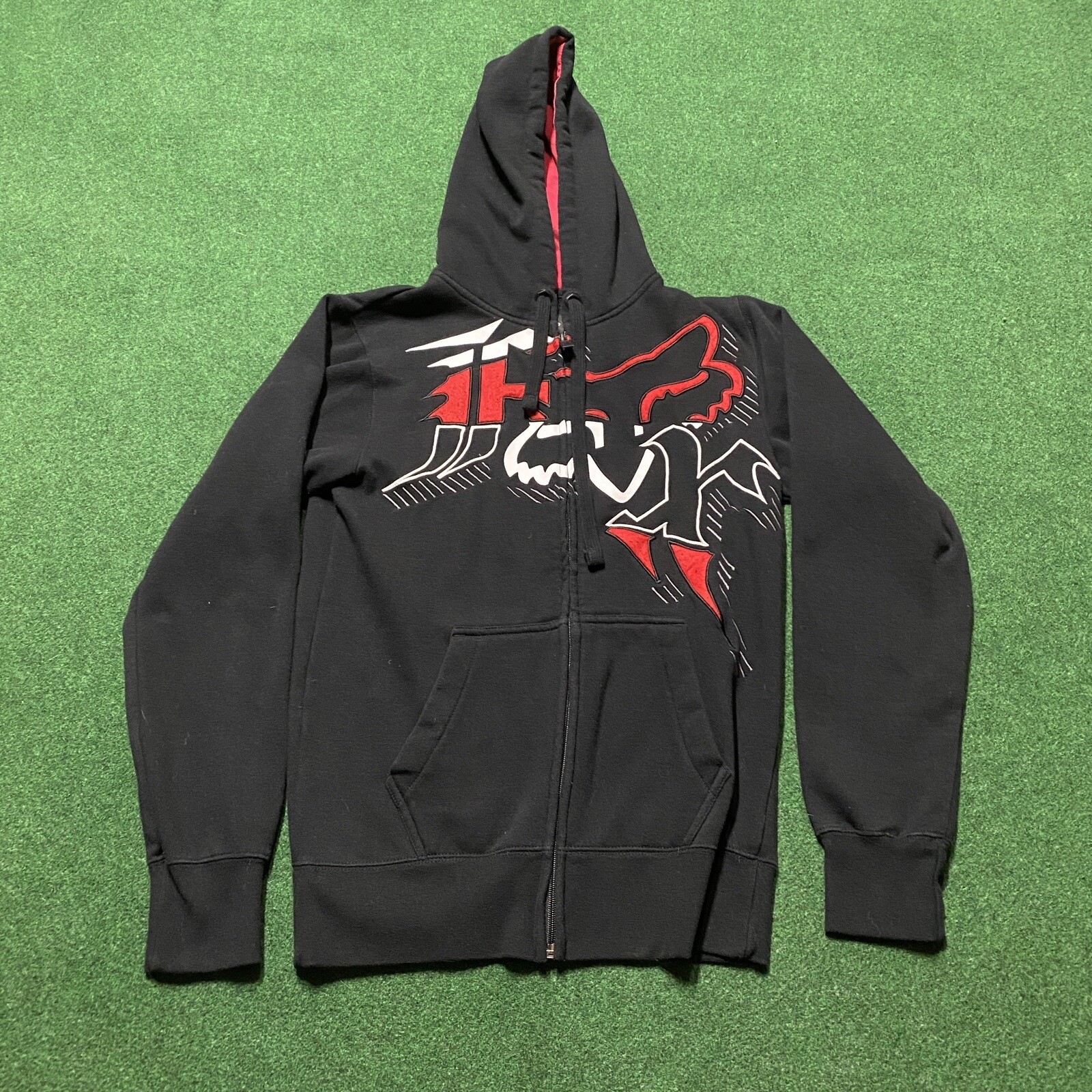 Vintage Fox Racing Hoodie Mens Small Black Y2K Emo Gr… - Gem